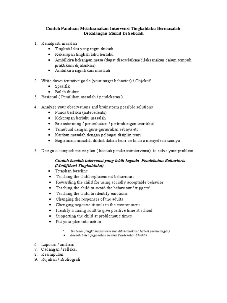 Contoh Langkah Intervensi | PDF