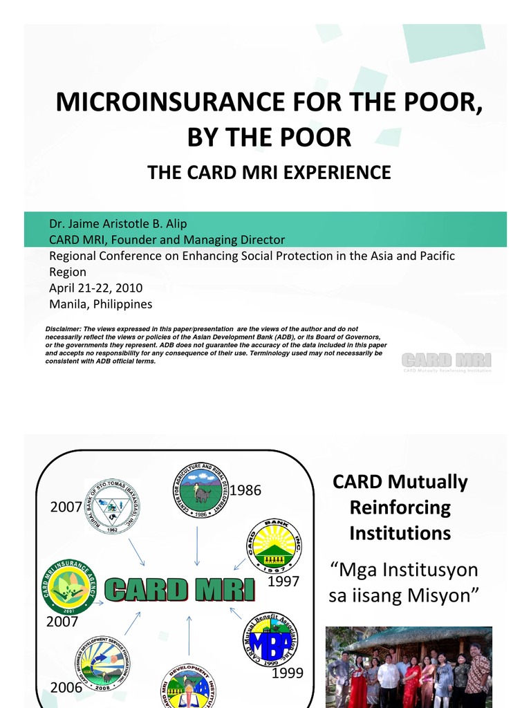 Microinsurance For The Poor, by The Poor: The CARD MRI Experience | PDF ...