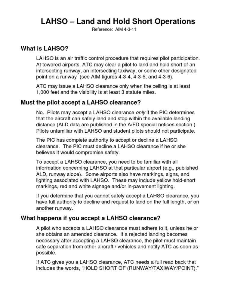 LAHSO | PDF