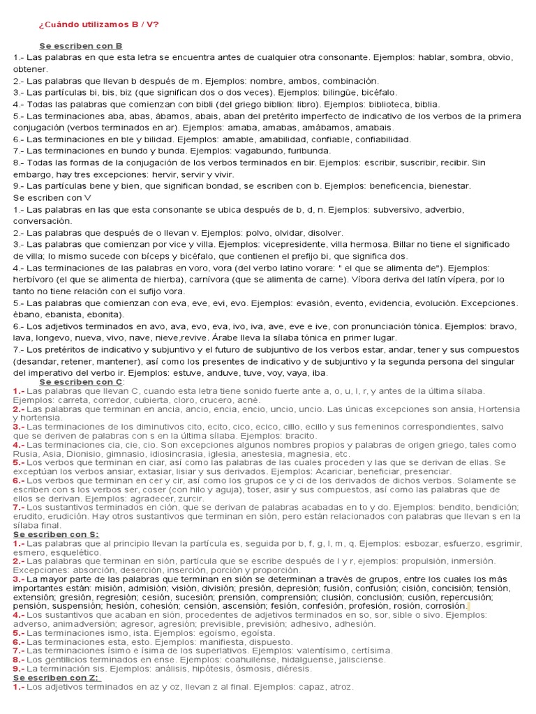 Reglas B V C S Z LL H G J y | PDF | Verbo | Estilo (ficción)
