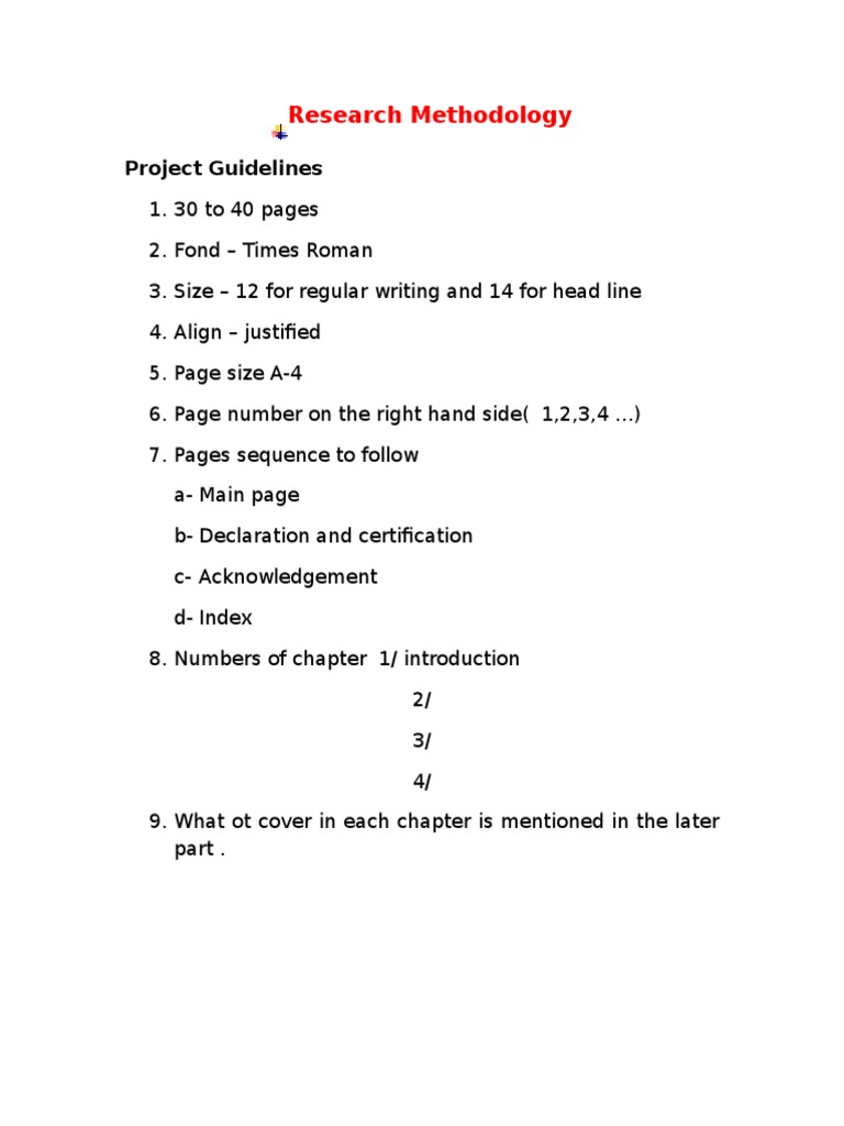 Research Methodology: Project Guidelines | PDF