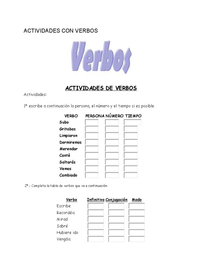 Actividades Con Verbos