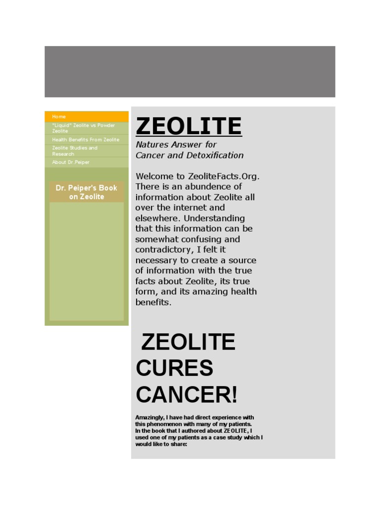 Zeolite Cures Cancer Page 1 | PDF | Cancer | Edema