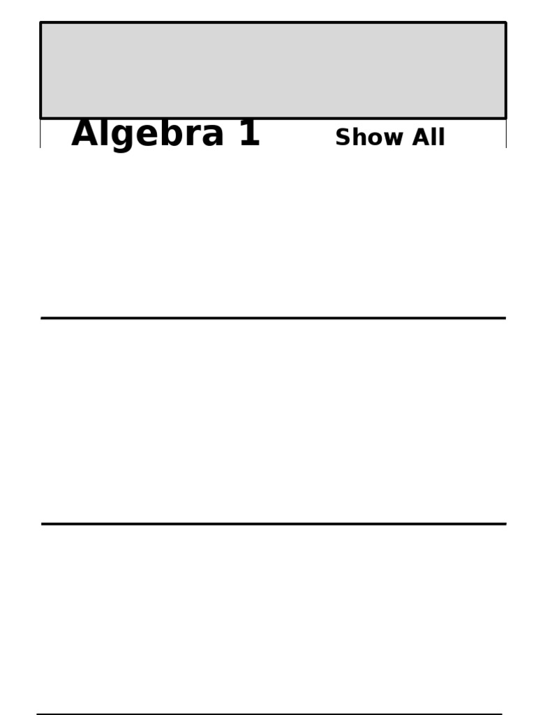 Algebra 1 Work for Credit Guide | PDF