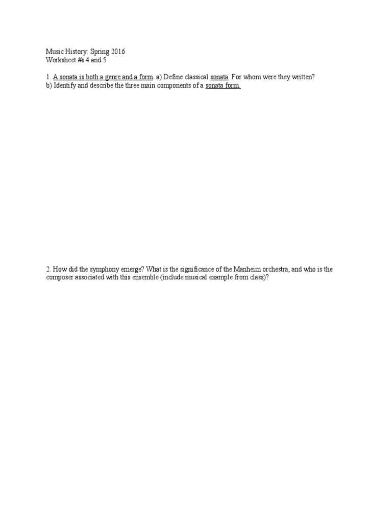 Music History Spring 2016 Worksheets 4 and 5 | PDF | Chamber Music ...