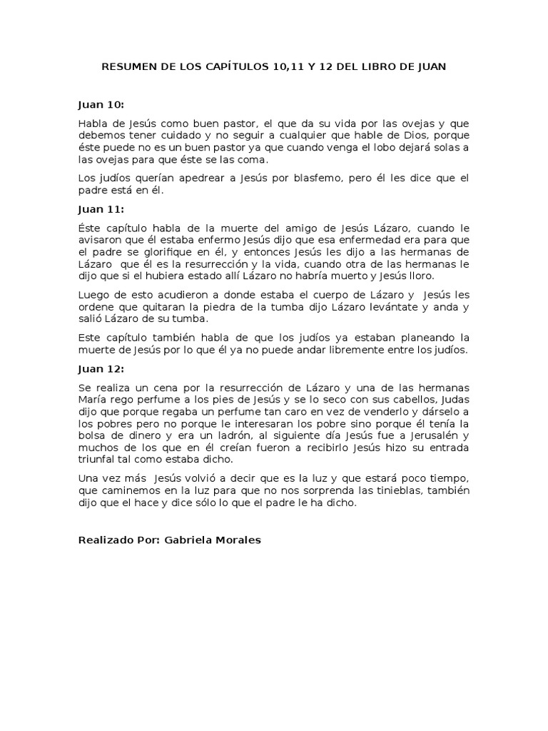 Resumen de Juan: Capítulos 10-12 | PDF