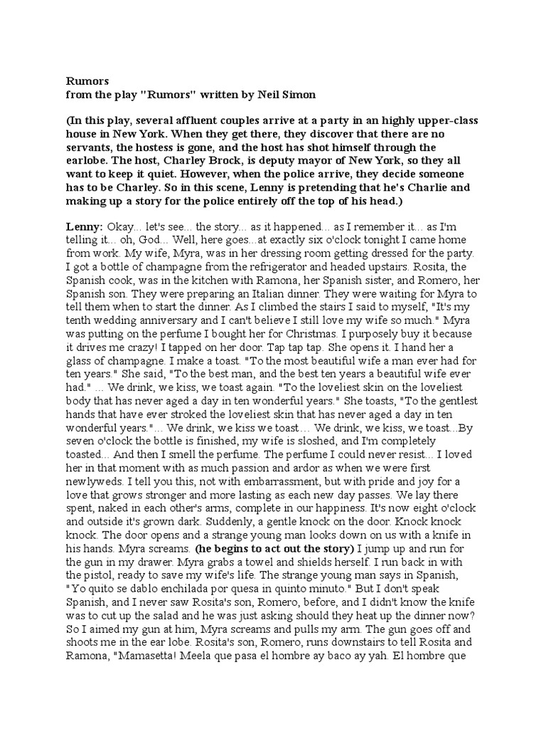 Rumours | PDF | Theatre | Plays