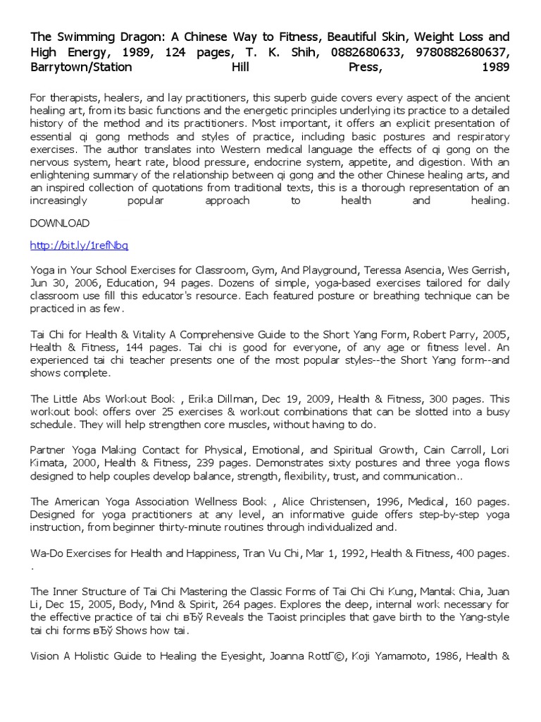 The Swimming Dragon A Chinese Way To Fitness Beautiful Skin Weight Loss ...