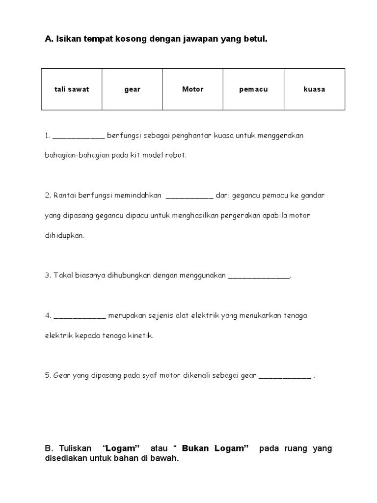Soalan RBT Tahun 5 | PDF