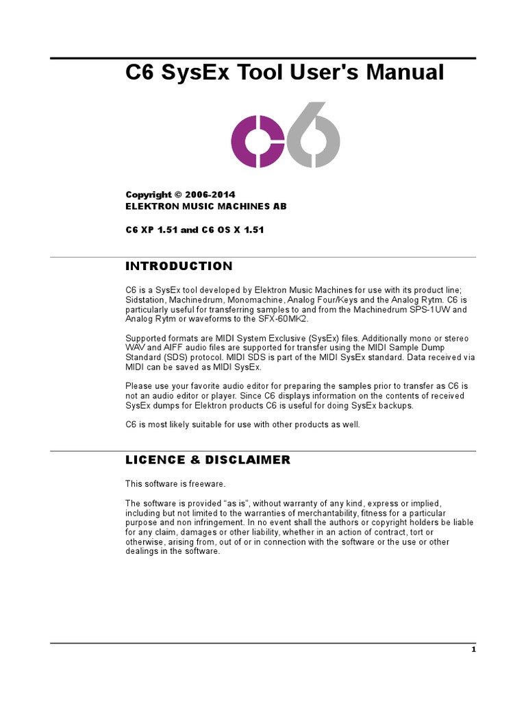 Elektron C6 Users Manual 0 Pdf Computing Software