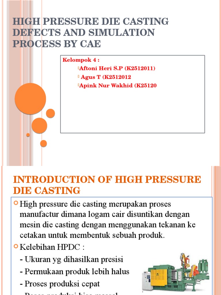 High Pressure Die Casting Defects and Simulation Process | PDF