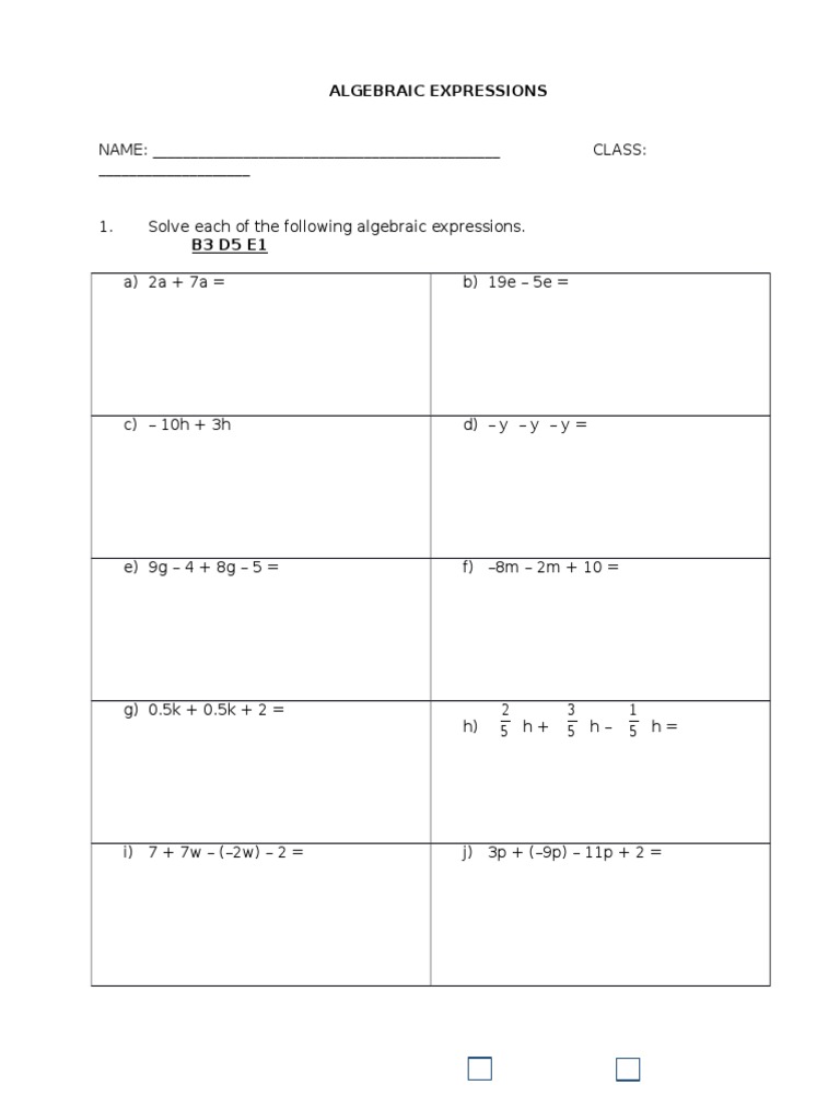 Solving Algebraic Expressions Guide | PDF