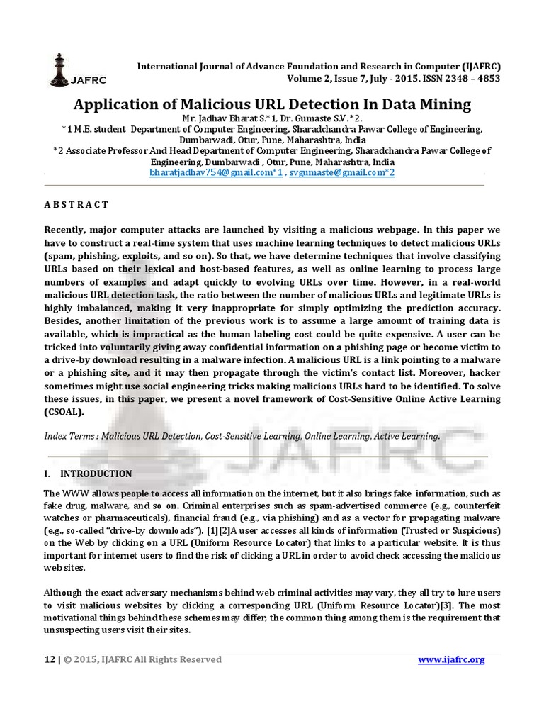 Application of Malicious URL Detection in Data Mining | PDF | Malware ...