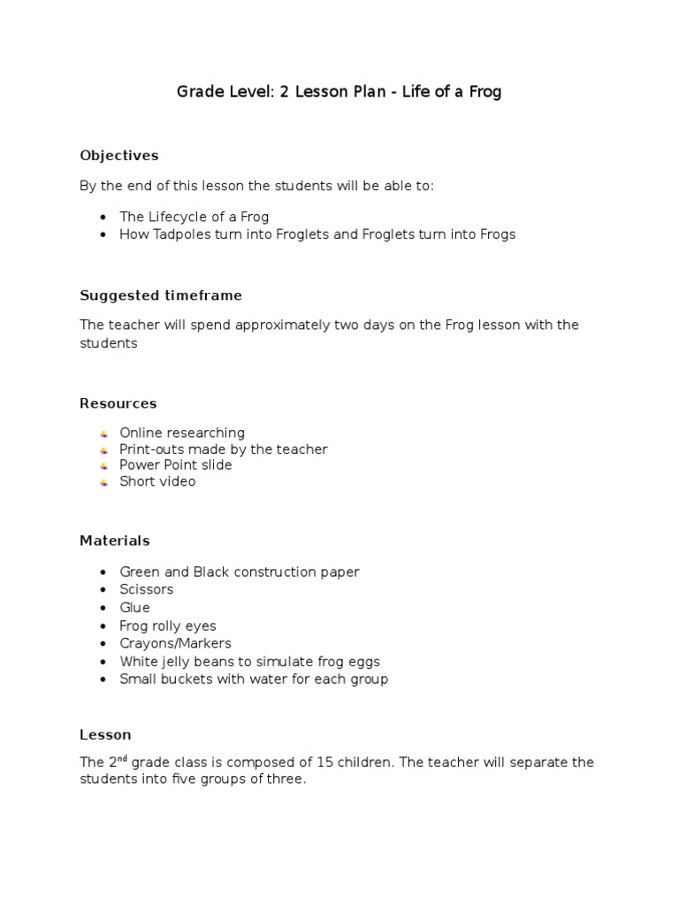 Frog Lifecycle for 2nd Graders | PDF