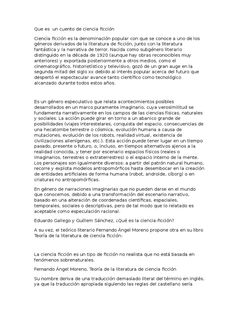 Que Es Un Cuento de Ciencia Ficción | Ciencia ficción | Ciencia
