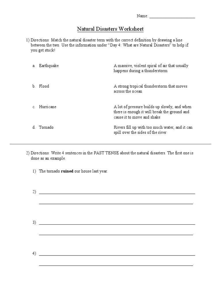 Natural Disasters WKST | PDF