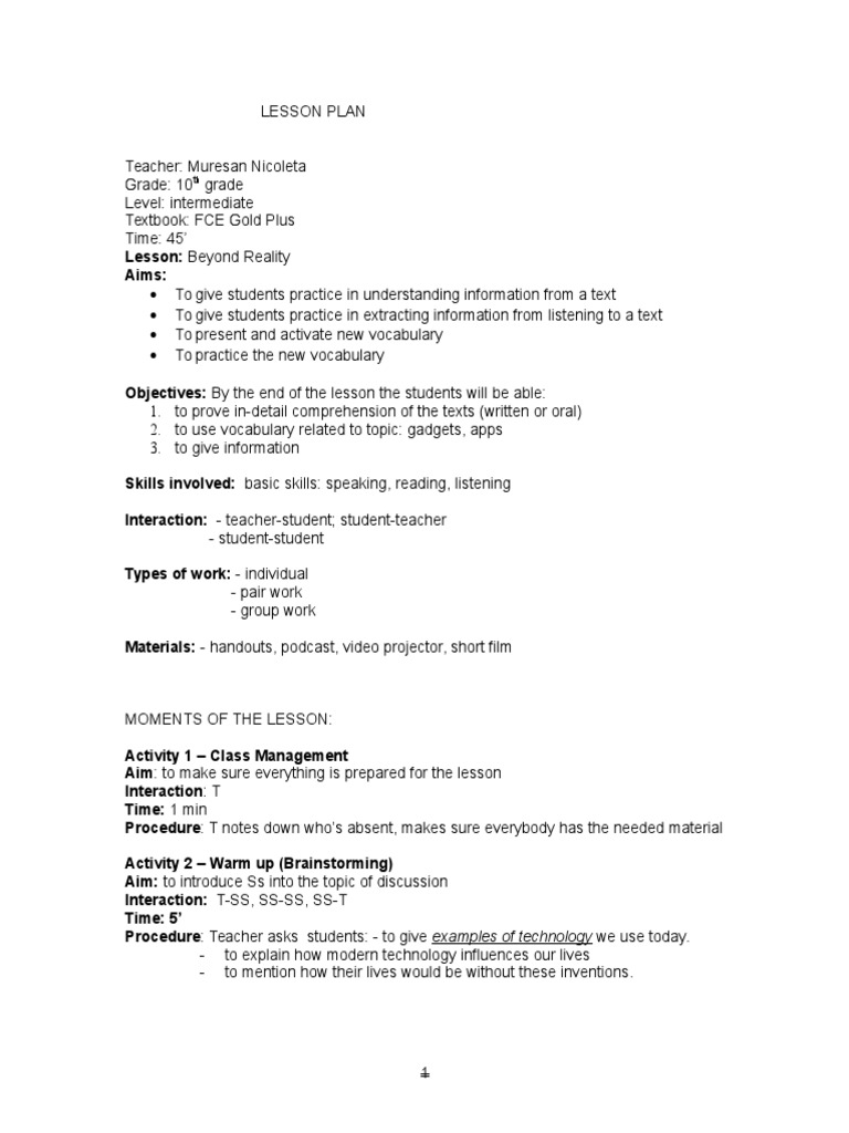 LESSON PLAN - Sight | PDF | Visual Perception | Reading Comprehension