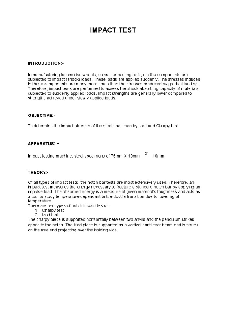 Impact Test | PDF | Strength Of Materials | Engineering