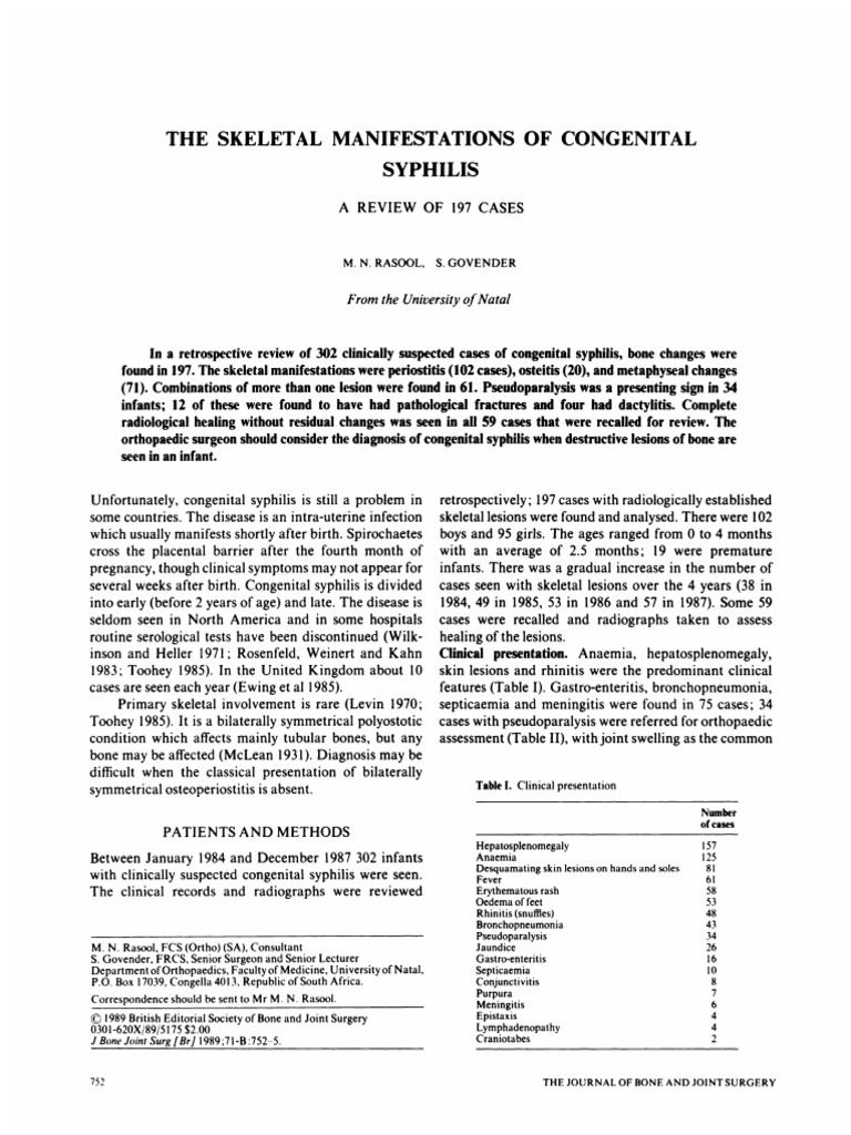 THE Skeletal Manifestations OF Congenital Syphilis | PDF | Orthopedic ...
