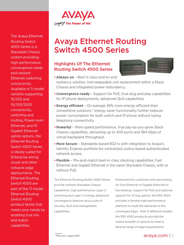Avaya Ethernet Routing Switch 4500 Series Dn4816 | I Pv6 | Internet ...