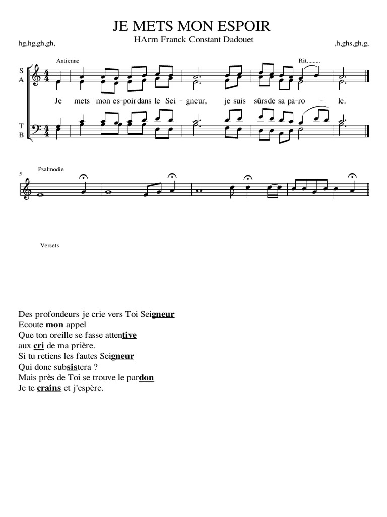 Partition du psaume 129 | PDF