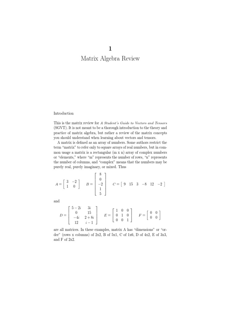 Matrix Algebra Review | PDF | Teaching Methods & Materials