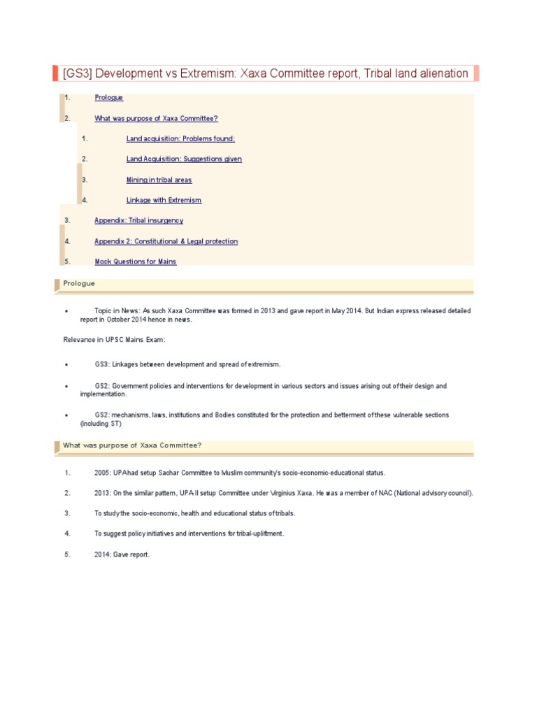 Xaxa Committee Report on Tribal Land Issues | PDF | Social Institutions ...