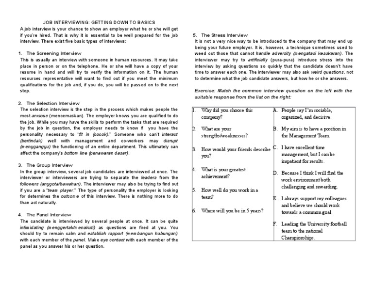 Job Interviewing | PDF | Job Interview | Interview
