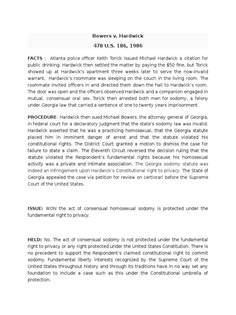 Bowers V Hardwick | PDF