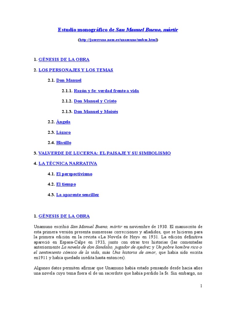Análisis de San Manuel Bueno, mártir | PDF | Narración | Cristo (título)