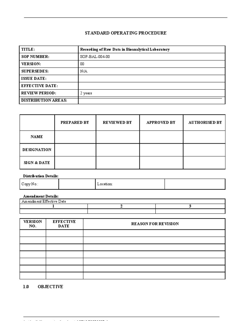 Bio Analytical Sop | Chemistry | Physical Sciences