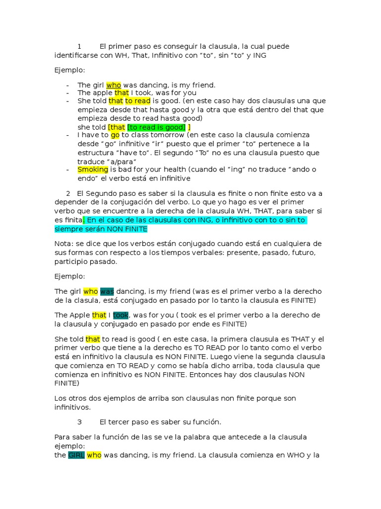 English Clauses - Clausulas. Resumen | PDF | Adverbio | Verbo