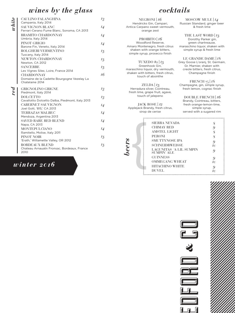 B&Co Drink Menu Winter 2016 2.16.16 | PDF