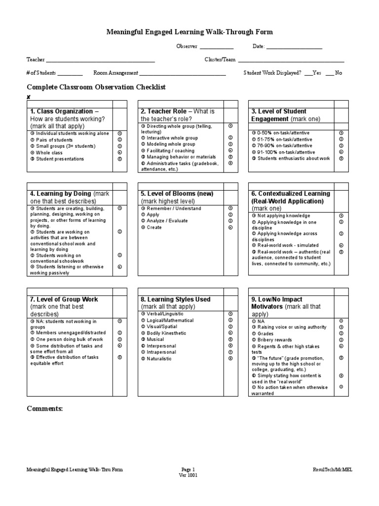 Student Engagement Observation Tool 5 | PDF Student Engagement Observation Tool 5 | PDF