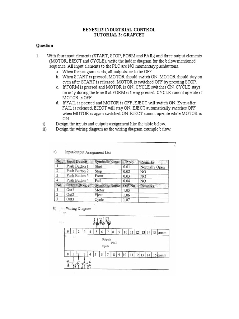 Tutorial 3 Grafcet | PDF | Programmable Logic Controller | Input/Output