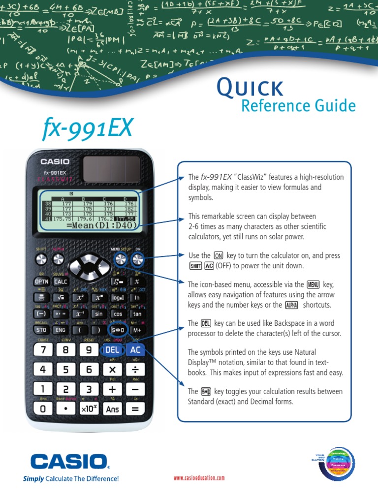 Fx-991EX Quick Reference Guide | PDF | Matrix (Mathematics) | Complex Number