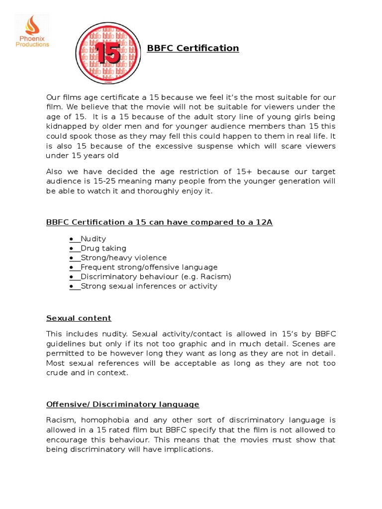 BBFC Certification. Logo | Download Free PDF | Violence