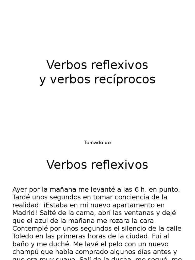 Verbos Reflexivos y Recíprocos | PDF
