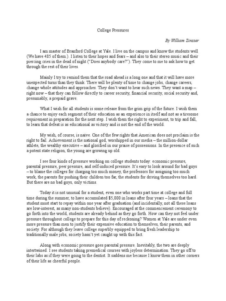 College Pressures | PDF