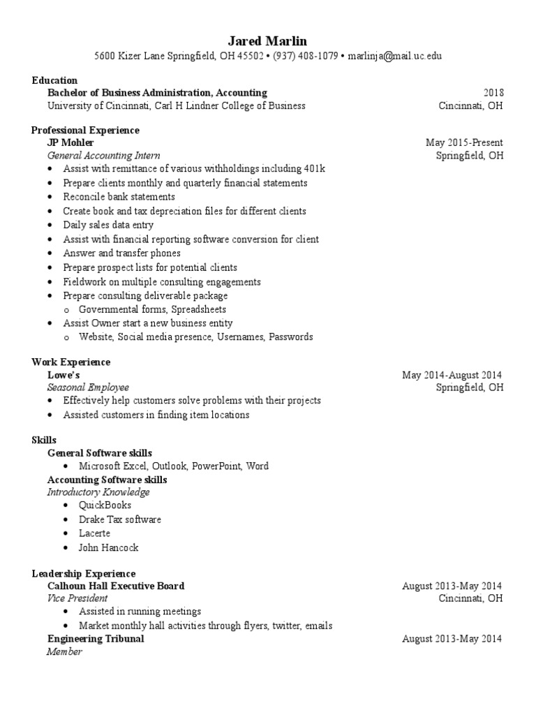 Resume Jared Marlin | PDF | Business