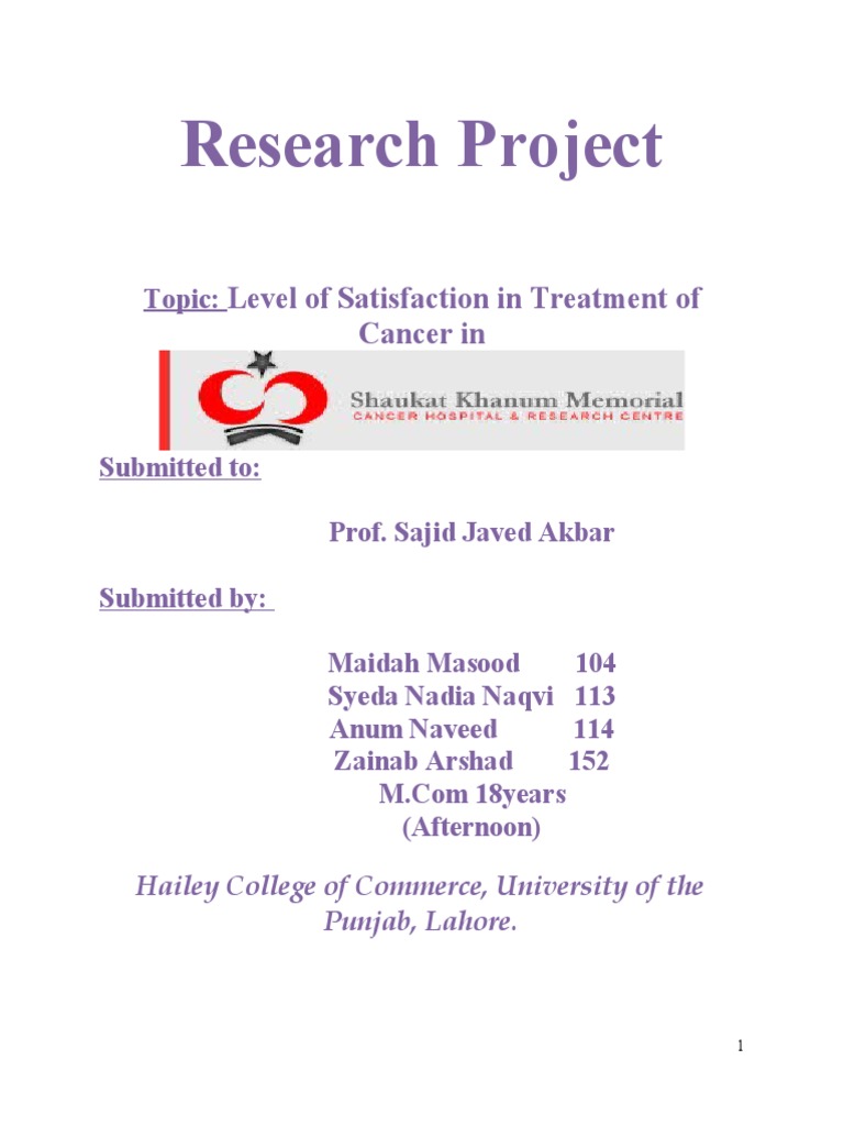 Research Project: Level of Satisfaction in Treatment of Cancer in | PDF ...