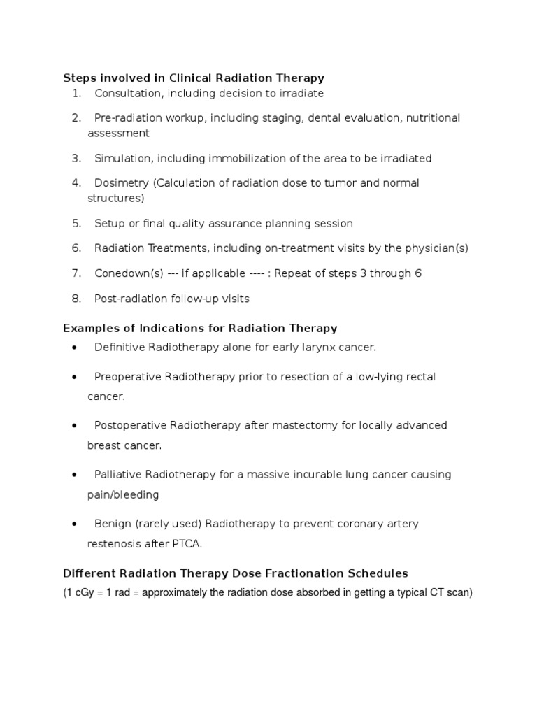 Steps Involved in Clinical Radiation Therapy | PDF | Radiation Therapy ...