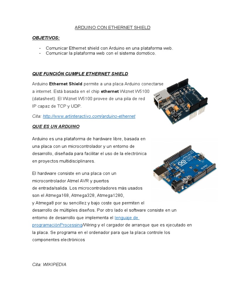 Arduino Con Ethernet Shield | PDF | Arduino | Enrutador (Computación)