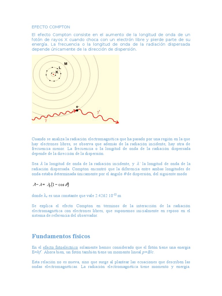 Efecto Compton | PDF | Fotón | Radiación electromagnética