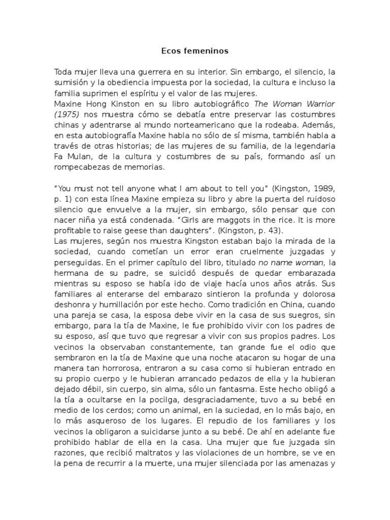 The Woman Warrior - MHK | PDF | Mujer | Locura