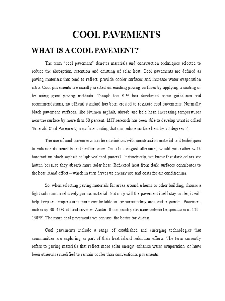 Cool Pavements | PDF | Road Surface | Solar Energy