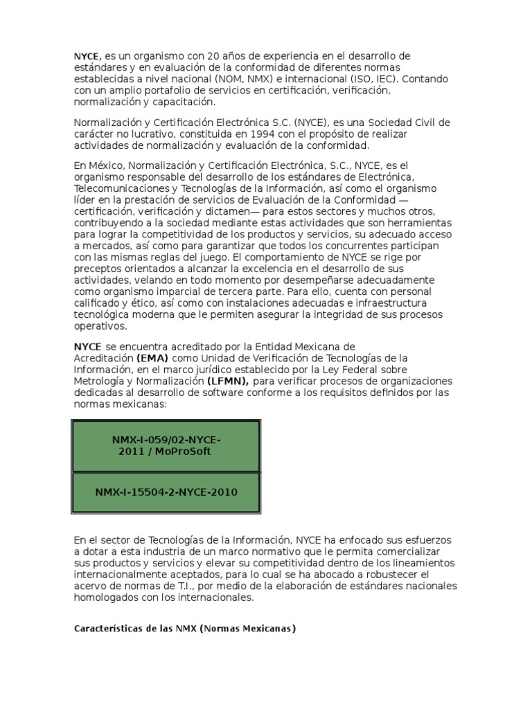 NYCE | PDF | Software | Calidad (comercial)