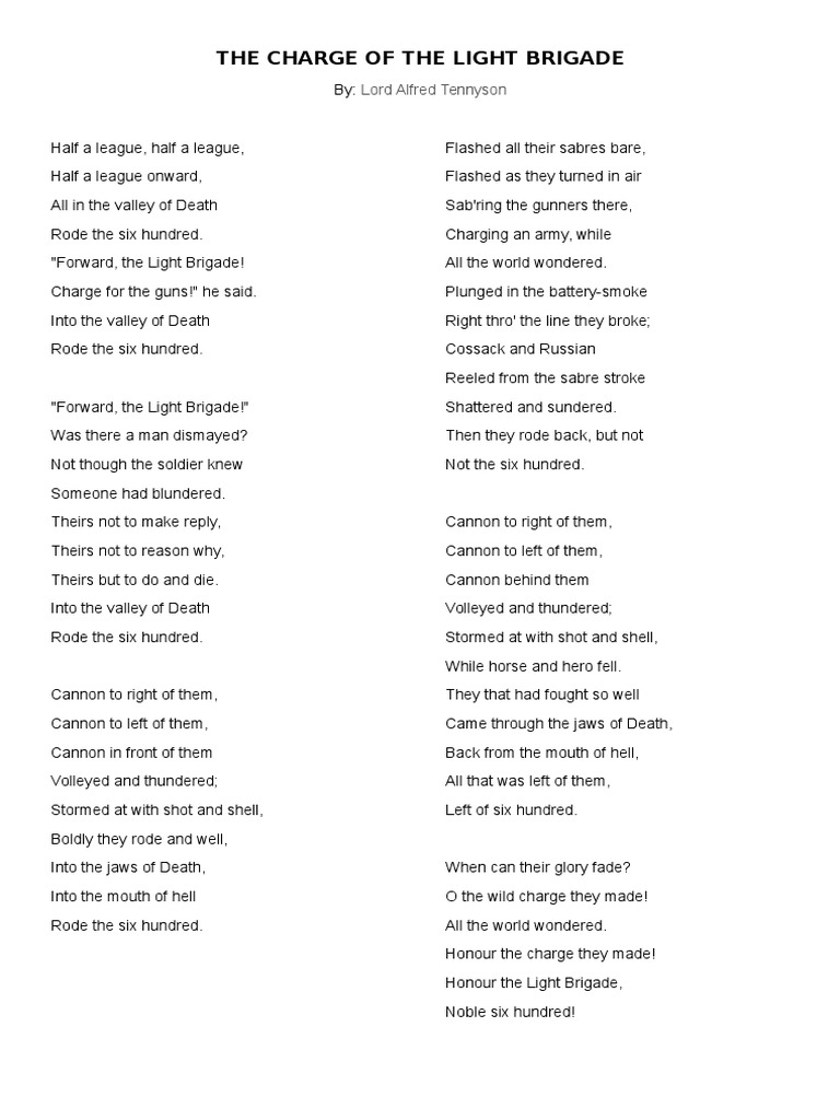 The Charge of The Light Brigade | PDF