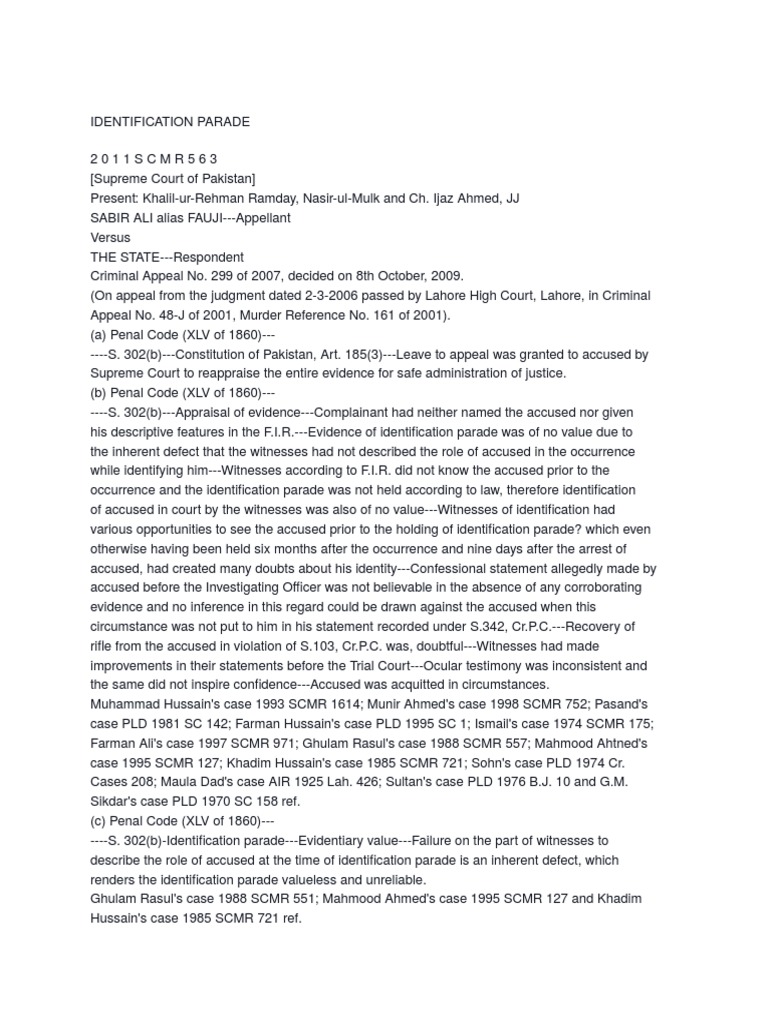 Identification Parade | PDF | Supreme Courts | Witness
