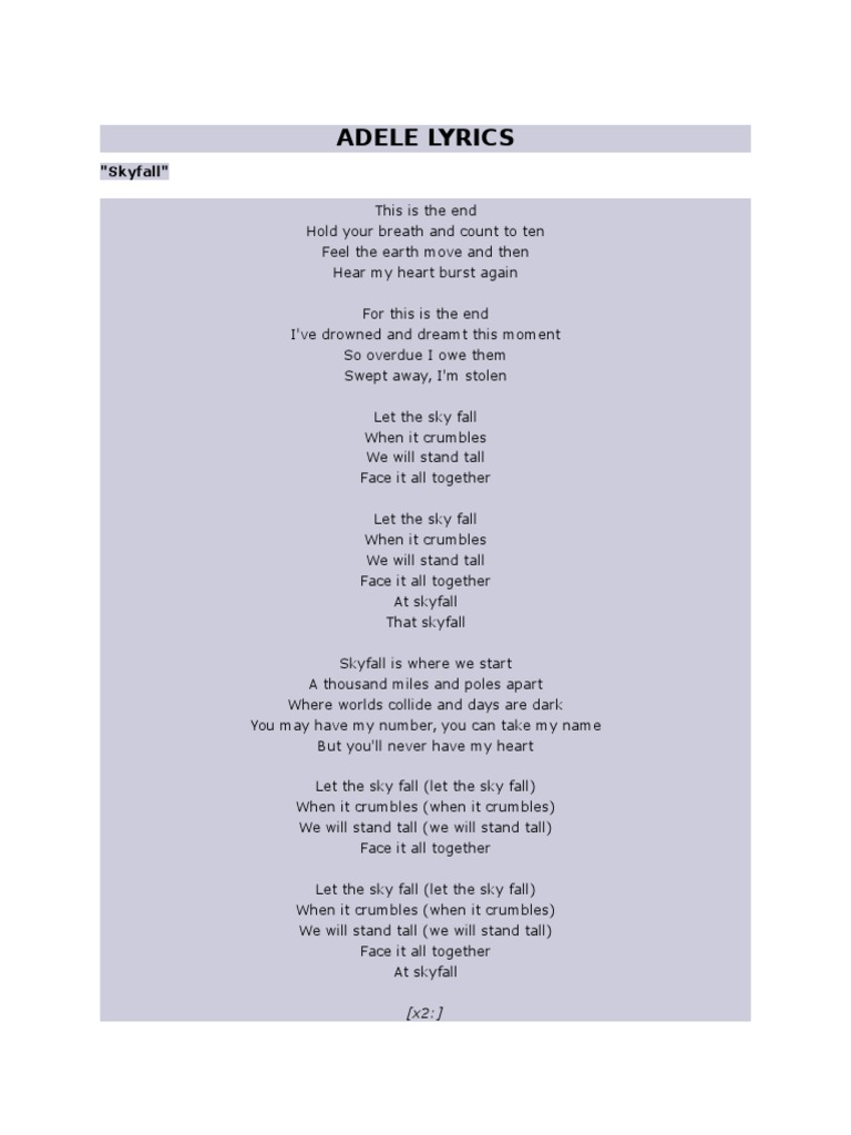 Adele Lyrics | PDF | Poetry